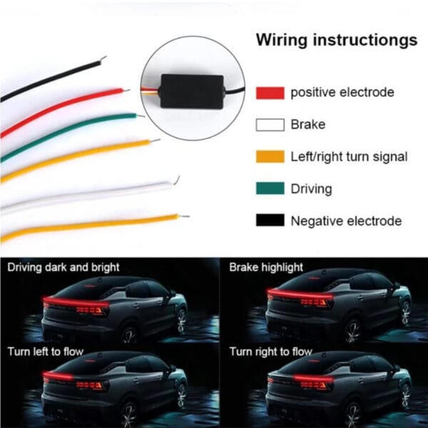 50" LED Spoiler Tailgate Light Bar Strip Red Color, Carbon Fiber Texture