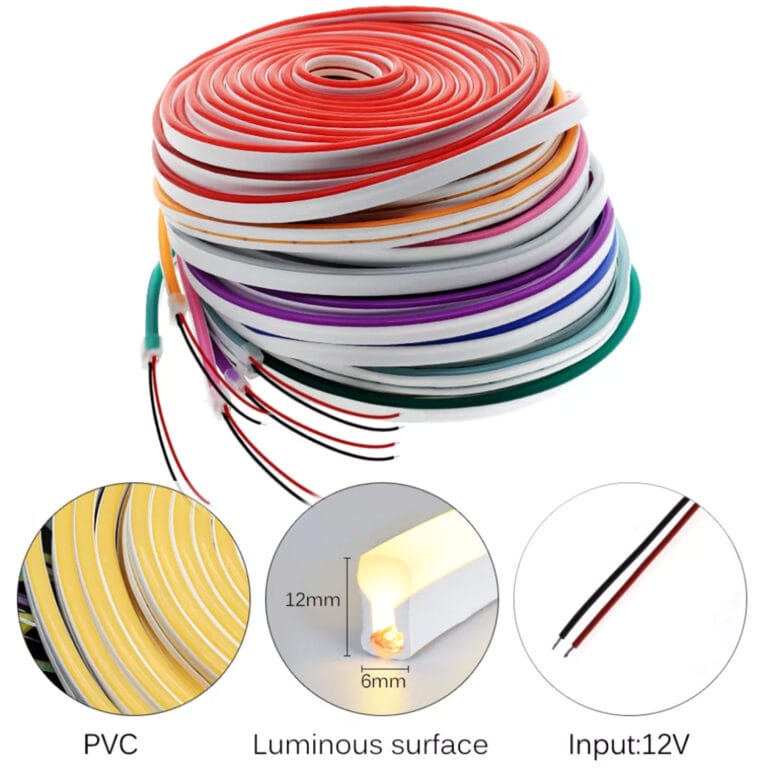 Neon LED Strip 16ft (5M) Roll, 12V Flex Silicone Neon Light